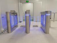 China Electronics Factory Flap Barrier Turnstile with ESD Compliance Tester Bidirectional Access Control Gate for sale