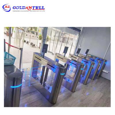 China Waterproof Indoor & Outdoor Pedestrian Biometric Access Control Turnstile Gate Swing Barrier Facial Recognition Turnstiles for sale