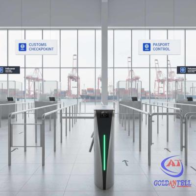 China RFID Stainless Steel Access Control Drop Arm Gate Tourniquet Security Gate Speed Gate Rotating 3 Arm Revolving Bus Station for sale