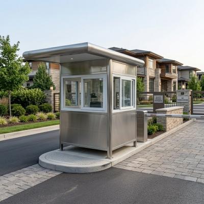 China Composite Panels Steel Security Guard House Customizable Gross Weight 320KG 550KG Depend Size Weather Resistant Security Shelter for sale