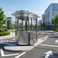 China Gray Single Room Stainless Steel Ticket Kiosk Booth Including Option Drainage System and Electricity Fittings Perfect for Ticket Management for sale