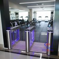 China Space-saving Compact Wing Turnstile Cost-effective RFID Access Control Sliding Gate for Small Gym and Staff Canteen CE for sale