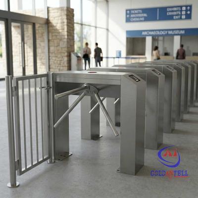 China Portable Mobile Tripod Turnstile 304 Stainless Steel RFID QR Access Control Gate for Temporary Events and Festivals CE for sale