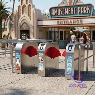 China Amusement Park Entry Turnstile Integrated Ticket QR Code and RFID Wristband Flap Barrier for High-Flow Access CE for sale