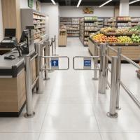 China CE Certificate Entrance And Exit Control 304SS Automatic Supermarket Swing Gate for sale