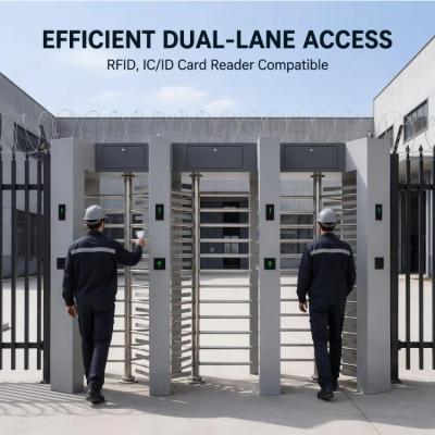 China Outdoor Security Dual Lane Full Height Turnstile 304 Stainless Steel RFID Card Facial Recognition for sale