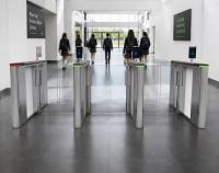 China Fast Speed Security Entrance Exit Access Control 2 Way Swing Turnstile 304SS Brusless Motor for sale