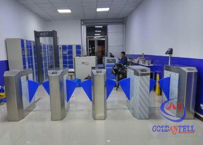 China Standing Full Automatic Flap Barrier Gate Rfid Card Reader Security Metal Detector for sale