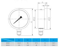 China 160MPa Stainless Steel Liquid Filled Pressure Gauge 100mm Radial Bourdon Tube Manometer EN 837-1 for sale