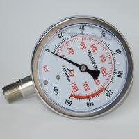China 160MPa Stainless Steel Liquid Filled Pressure Gauge 100mm Radial Bourdon Tube Manometer EN 837-1 for sale