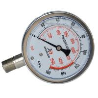 China 160MPa Stainless Steel Liquid Filled Pressure Gauge 100mm Radial Bourdon Tube Manometer EN 837-1 for sale