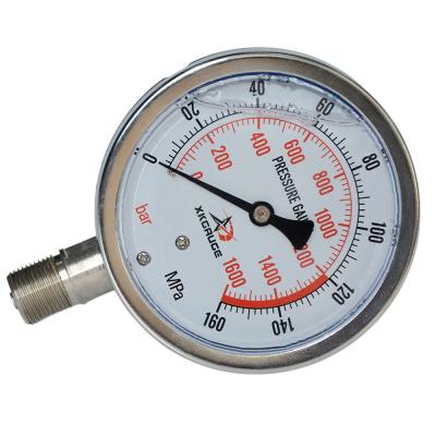 China 160MPa Stainless Steel Liquid Filled Pressure Gauge 100mm Radial Bourdon Tube Manometer EN 837-1 for sale