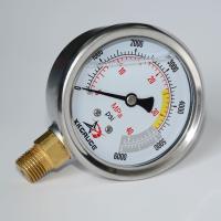 China YN63 Glycerin Filled Pressure Gauge 400-6000 PSI Shockproof for Industrial Hydraulic Monitoring for sale