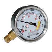 China YN63 Glycerin Filled Pressure Gauge 400-6000 PSI Shockproof for Industrial Hydraulic Monitoring for sale