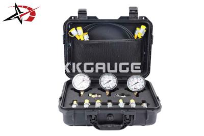 China High Accuracy Pressure Testing Kits , Hydraulic Black Tool Kit With 3 Pressure Gauges / 9 Fittings for sale