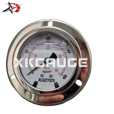 China Panel Mount Liquid Filled Pressure Gauge Axial Stainless Steel Front Flange for Compact Instrument Displays for sale