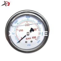 China Back Mount Liquid Filled Hydraulic Pressure Gauge 0-400 Bar 5800 PSI for Industrial Equipment Monitoring for sale
