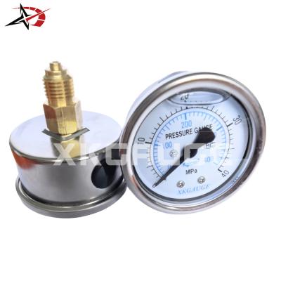China 40MPa Vibration Proof Liquid Filled Pressure Gauge 0-400kg/cm2 Back Mount Pressure Gauge for sale