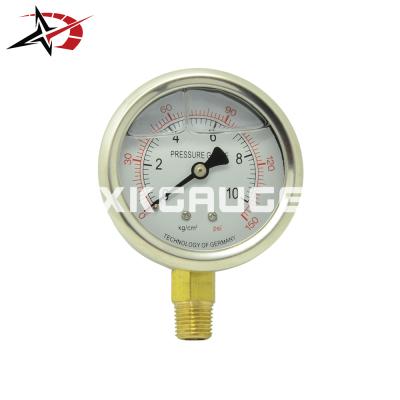 China Bottom Mount Compressor Pressure Gauge 0–150 PSI Vibration Resistant Industrial Pressure Gauge for sale