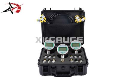 China High Accuracy Digital Hydraulic Pressure Test Kit with 3 Digital Gauges / 14 Fittings for sale