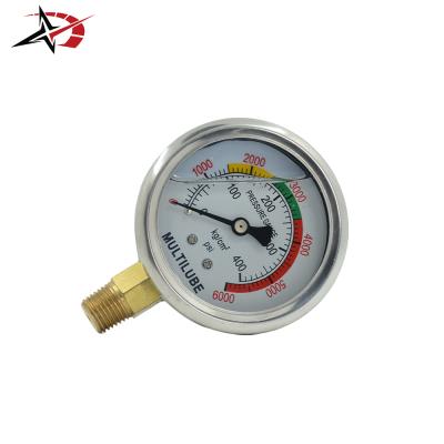 China 0-400kg/cm² 0-6000PSI High Pressure Grease Pump Gauge Radial Mounting for sale