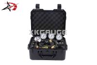 China Black pressure testing toolkit with 4 pressure gauges, 6 adapter fittings, 1 inflation valve, and tools included for sale