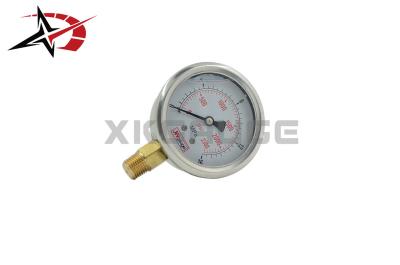 China Radial 304 Stainless Steel Glycerin-Filled Pressure Gauge, 63 mm Dial, 1/4