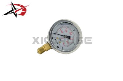 China Radial 304 Stainless Steel Glycerin-Filled Pressure Gauge, 63 mm Dial, 1/4