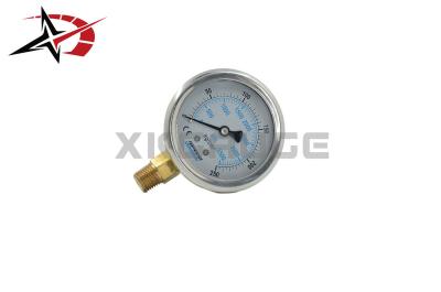 China Radial 304 Stainless Steel Glycerin-Filled Pressure Gauge, 63 mm Dial, 1/4