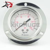 China Axial 304 Stainless Steel Glycerin Filled Pressure Gauge 40mm 0–10 Bar / 150 Psi With Flange for sale