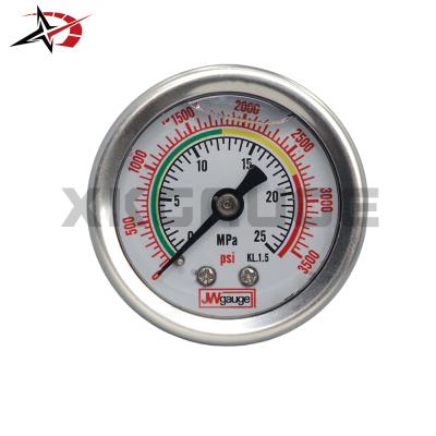 China 40mm Axial Liquid Filled Pressure Gauge 0-25 MPa Class 1.5 3500 PSI High Pressure Monitoring Gauge for sale