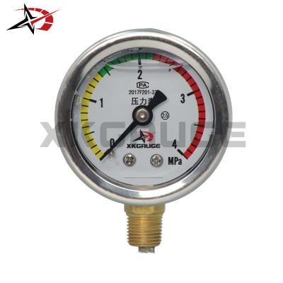China 40mm Radial Oil Filled Pressure Gauge 0-4 MPa Stainless Steel Case Class 2.5 for sale