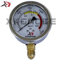 China 15000 PSI Liquid Filled Pressure Gauge 63mm Radial Mount Brass Connection for sale