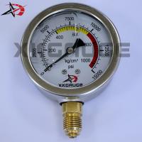 China 15000 PSI Liquid Filled Pressure Gauge 63mm Radial Mount Brass Connection for sale