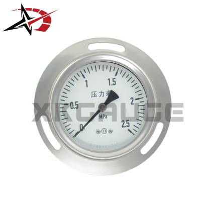 China 0-2.5MPa Axial Flange Pressure Gauge Class 1.5 Panel Mount Pressure Gauge 100mm Dial for sale