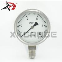 China Stainless Steel Industrial Pressure Gauge 0-10 Bar  Bottom Mount Pressure Gauge EN837-1 for sale