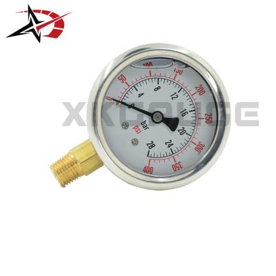 China Dual Scale Oil Filled Pressure Gauge 0-400 PSI 0-28 Bar PT 1/4 Vibration Proof for Hydraulic Applications for sale