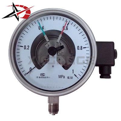 China 1 MPa Bottom Mount Pressure Gauge 150mm Glass Pressure Gauge Stainless Steel for sale
