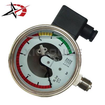 China 9 Bar 316SS Electric Contact Pressure Gauge 100mm Silicone Oil Filled Pressure Gauge 4 Inch for sale