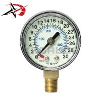 China Plastic Case Medical Pressure Gauge 30 ATM Luminous Dial Plate Radial Pressure Gauge for sale