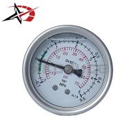 China 40mm Compound Liquid Filled Vacuum Gauge -1-5 Bar Dual Range for Negative Positive Pressure Systems for sale
