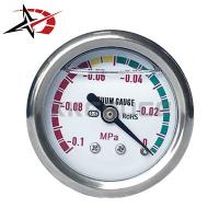 China Vacuum 40mm Back Connection Pressure Gauge -0.1MPa Glycerin Filled Center for Vacuum System Monitoring for sale