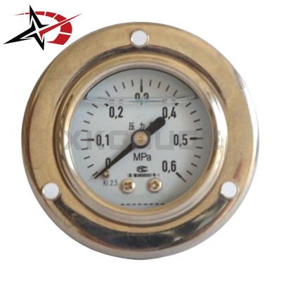 China 63mm Brass Liquid Filled Pressure Gauge Front Flange 0-0.6MPa Axial Panel Mount for Industrial Instrument Control for sale