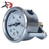 China 40mm Stainless Steel Liquid Filled Pressure Gauge U Clamp 0-160 PSI Axial Mount for Compact Hydraulic Measurement for sale