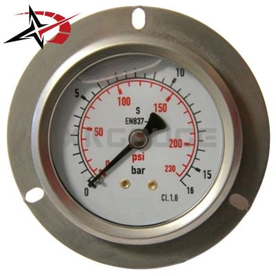 China Front Flange Pressure Gauge 0–230 PSI Hydraulic Liquid Filled Pressure Gauge for sale