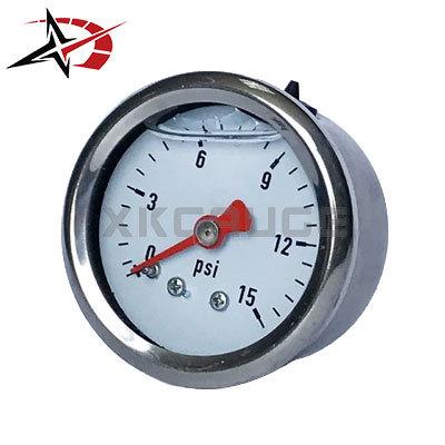 China 304 Ss Pressure Gauge 40mm 15 Psi Glycerine Filled Manometer 1/4 NPT for sale