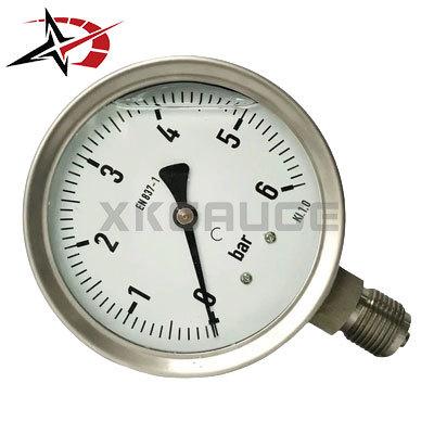 China 100mm All Stainless Steel Bayonet Ring Pressure Gauge 6 Bar Lower Mounting for sale