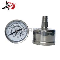 China Triple Scale Liquid Filled Pressure Gauge 1.5 Inch 0-11 Bar Axial Compact for Multi Unit Industrial Reading Systems for sale