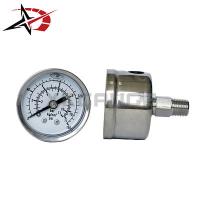 China Triple Scale Liquid Filled Pressure Gauge 1.5 Inch 0-11 Bar Axial Compact for Multi Unit Industrial Reading Systems for sale
