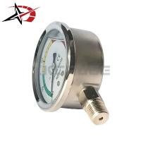 China Green 60mm Liquid Filled Pressure Gauge Radial 0-50 kg/cm2 Color Zone for Safety Status Industrial Indication for sale